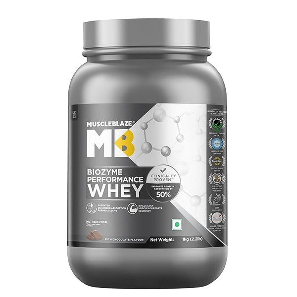 MuscleBlaze Biozyme Performance Whey: Enhanced Digestion